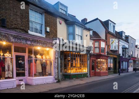 England, Kent, Whitstable, Colourful Shops on the High Street Stock ...