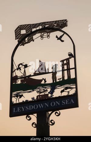 England, Kent, Isle of Sheppey, Leysdown on Sea, Town Sign Stock Photo ...