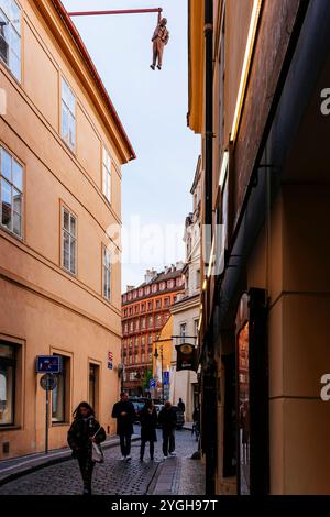 The Hanged Man in Prague. "Hanging out" is a sculpture of Sigmund Freud ...