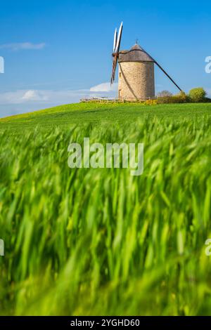 Old windmill in France (Near Mont-Saint-Michel Stock Photo - Alamy