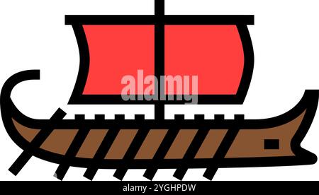 bireme ancient ship color icon vector illustration Stock Vector Image ...