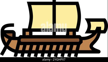 quinquereme ancient ship color icon vector illustration Stock Vector ...