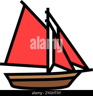 sloop ancient ship line icon vector illustration Stock Vector Image ...