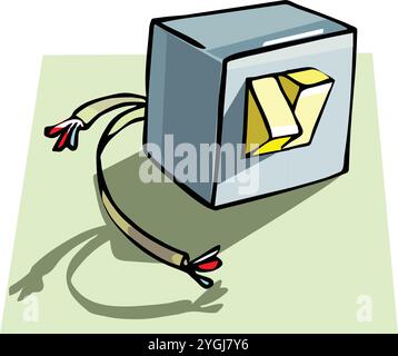 Power Off Switch, Vector Cartoon Stick Figure Illustration Stock Vector ...