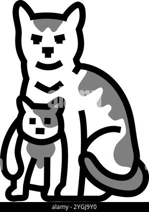 kitten mother cat breeding line icon vector illustration Stock Vector ...