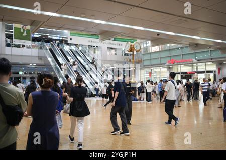 Scene inside Nagoya Station in Nakamura Ward, Nagoya City, Aichi Prefecture, Japan, during Obon ...