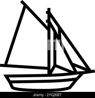 sloop ancient ship line icon vector illustration Stock Vector Image ...