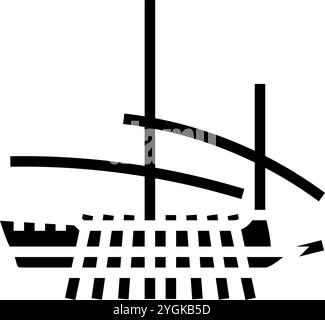 galley ancient ship glyph icon vector illustration Stock Vector Image ...