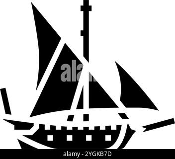 barque ancient ship glyph icon vector illustration Stock Vector Image ...