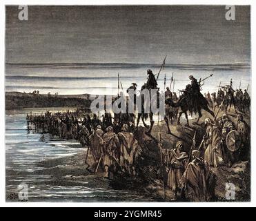 The Israelites Cross the Jordan River Old Testament, Gustave Doré, 1863 ...
