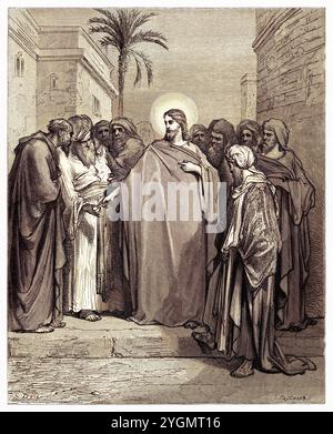 Illustration of Jesus Christ and the Tribute Money from 1850 Edition of ...