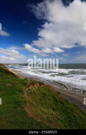 View over the coast from Reighton Sands towards Filey, North Yorkshire ...