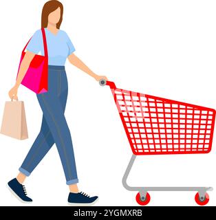 shopping cart with food bags Stock Vector Image & Art - Alamy