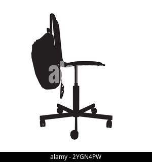 Silhouette of a backpack hanging on a chair isolated on a white ...