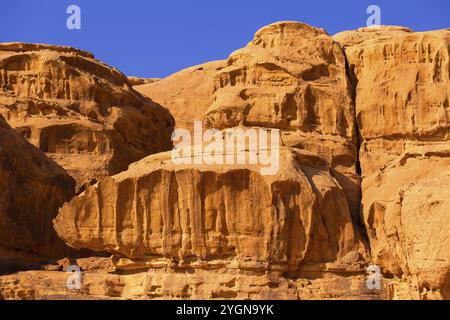 Wadi Rum, Jordan beautiful view of mountain sandstone rocks close-up ...