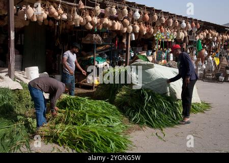 traditional clay pots hanging souq fanja al-hadith fanja oman middle ...
