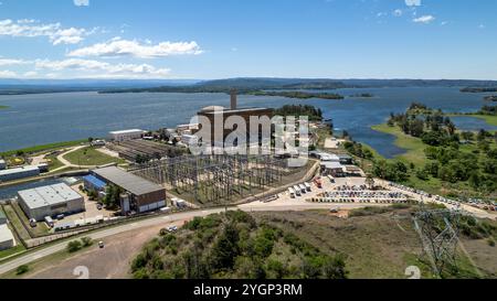 Aerial view of the "Embalse" Nuclear Power Plant in Cordoba, Argentina ...