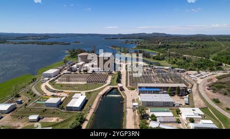 Aerial view of the "Embalse" Nuclear Power Plant in Cordoba, Argentina ...