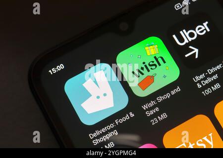 In this photo illustration the Wish logo seen on a smartphone screen ...