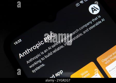 In this photo illustration, a Anthropic logo seen displayed on a ...