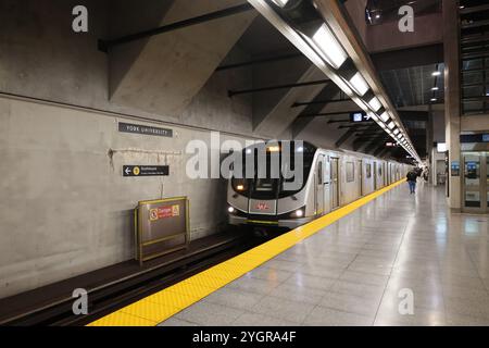 Toronto, Canada - November 8, 2024: Subway train entering York ...