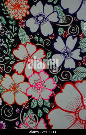 Colourful hand drawn floral doodle Stock Photo - Alamy