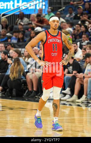 New Orleans Pelicans guard Brandon Boston, front leftmand forward Zion ...