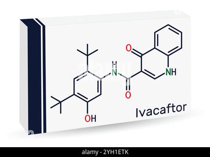 Ivacaftor molecule. Used for treatment of cystic fibrosis. Structural ...