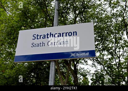 Station name board sign for Strathcarron Railway Station, Scottish ...