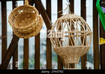 Designer Wicker Wood Products for Sale Stock Photo - Alamy