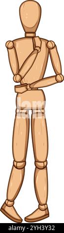 handmade wood man model cartoon vector illustration Stock Vector Image ...