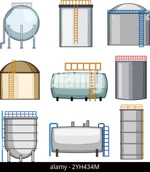 inventory oil tank storage cartoon vector illustration Stock Vector ...