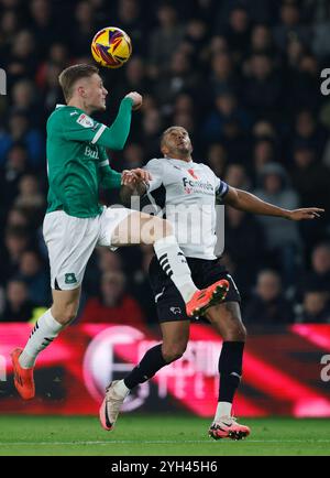 Plymouth Argyle's Kornel Szucs (left) and Leeds United's Manor Solomon ...