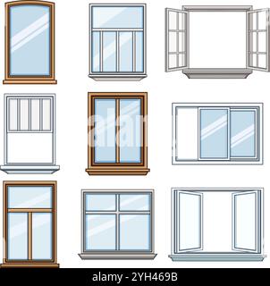 mullion window frame cartoon vector illustration Stock Vector Image ...
