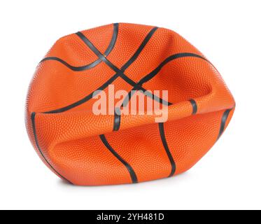 One deflated basketball ball isolated on white Stock Photo - Alamy