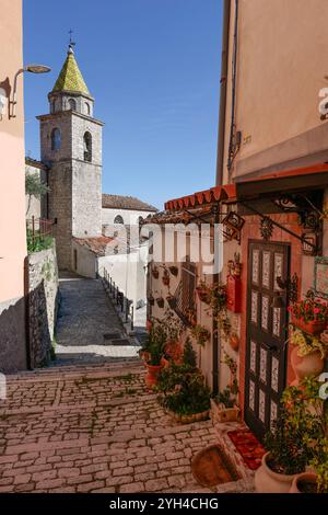 A road between the old houses of Sepino, a village in Molise, Italy ...