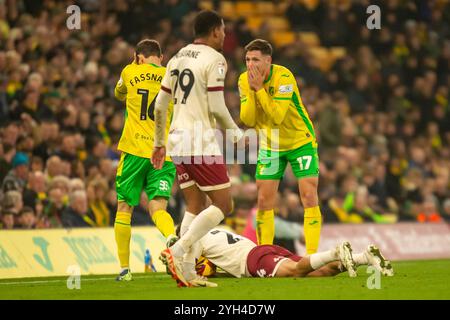 Ante Crnac of Norwich City reacts during the Sky Bet Championship match ...