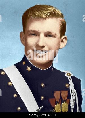 Portrait of Donald Trump, 17, in NYMA Cadet uniform while attending the ...