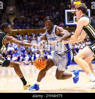 Duke guard Sion James (14) handles the ball during the first half of an ...