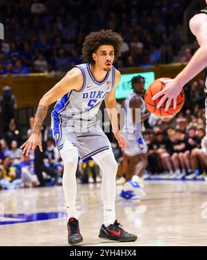 November 8, 2024: Duke guard Tyrese Proctor (5) drives to the basket in ...