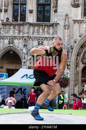Men competing at the 2018 Shot put final at the Memorial Van Damme ...