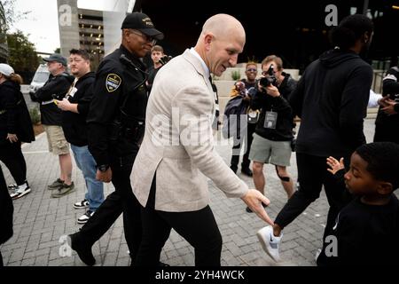Vanderbilt head coach Clark Lea looks onto the field during the first ...