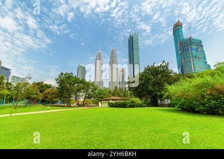 Awesome view of the KLCC Park and Petronas Twin Towers Stock Photo - Alamy