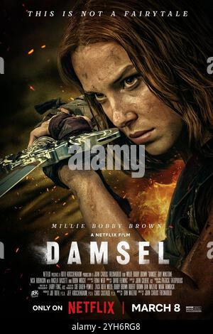 Damsel film poster Millie Bobby Brown Stock Photo - Alamy