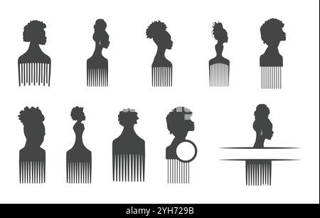 Afro comb silhouette, Afro comb svg, Afro comb clipart, Afro pick svg ...