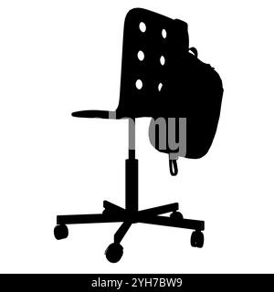 Silhouette of a backpack hanging on a chair isolated on a white ...