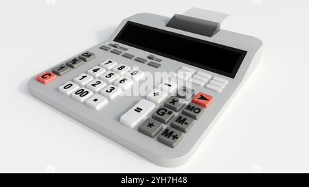 A 3d rendering of classic calculator with a digital display and a ...