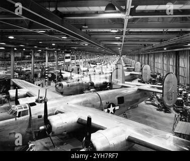 The assembly line of Consolidated B-24 Liberators, an American heavy ...