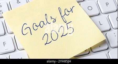 Sticky note on a keyboard - Goals for 2026 Stock Photo - Alamy