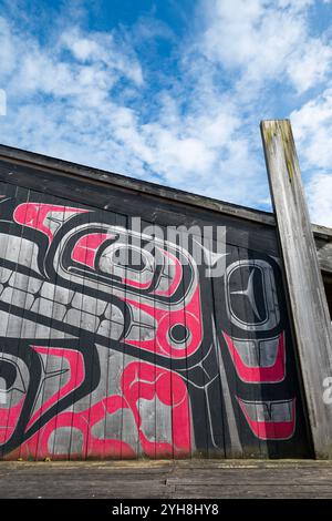 Alaska, Annette Island, Metlakatla. Traditional Tsimshian totem poles ...